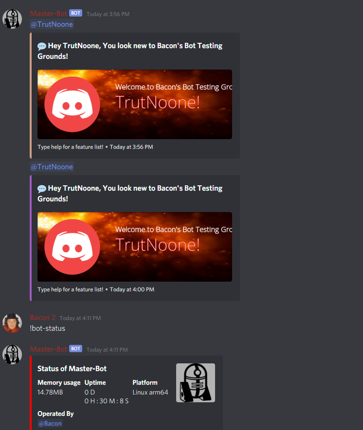Welcome message not showing · Issue #455 · galnir/Master-Bot · GitHub