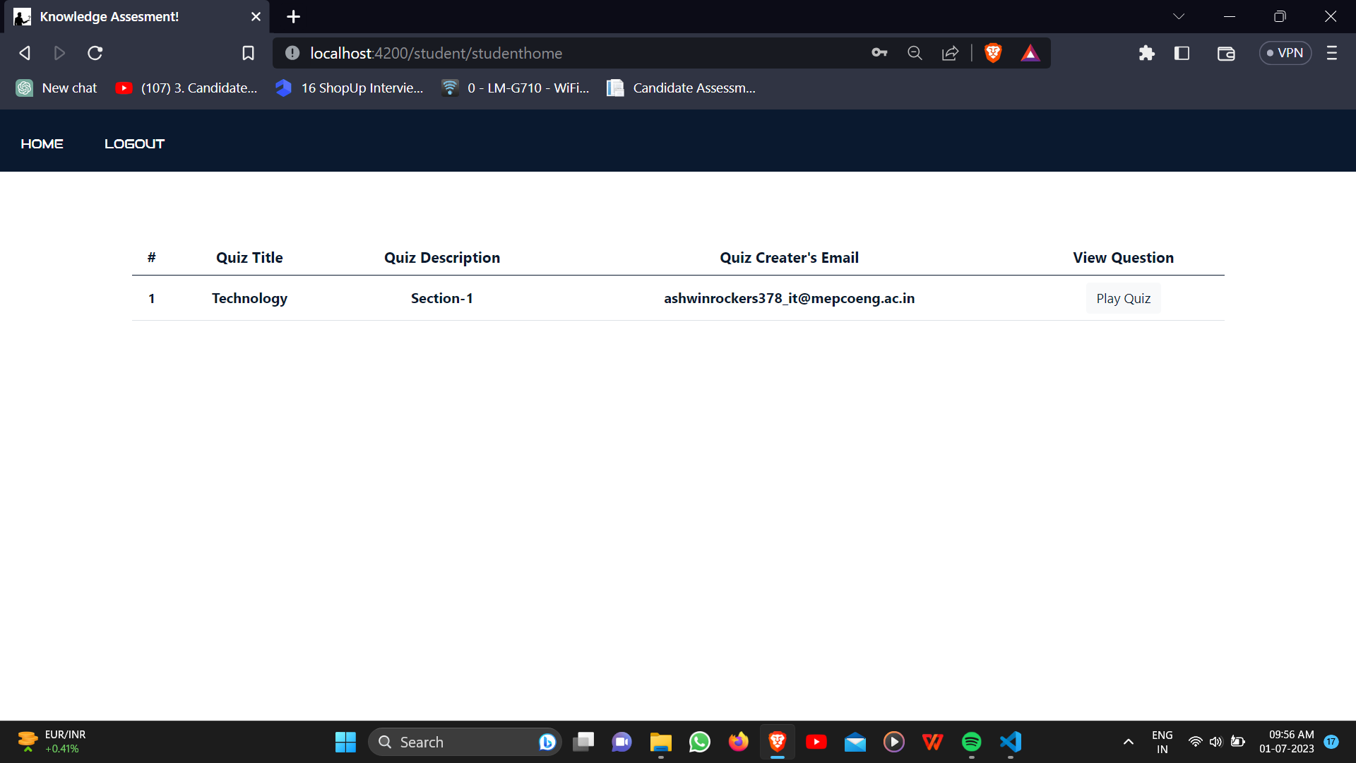 Github Ashwinsupernovaonline Secure Quiz System Developed An Online Secure Quiz System Using 
