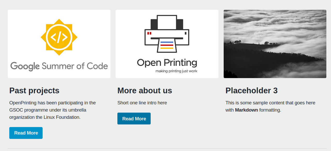 Modify placeholders on the front page · Issue #18 · OpenPrinting/openprinting.github.io · GitHub