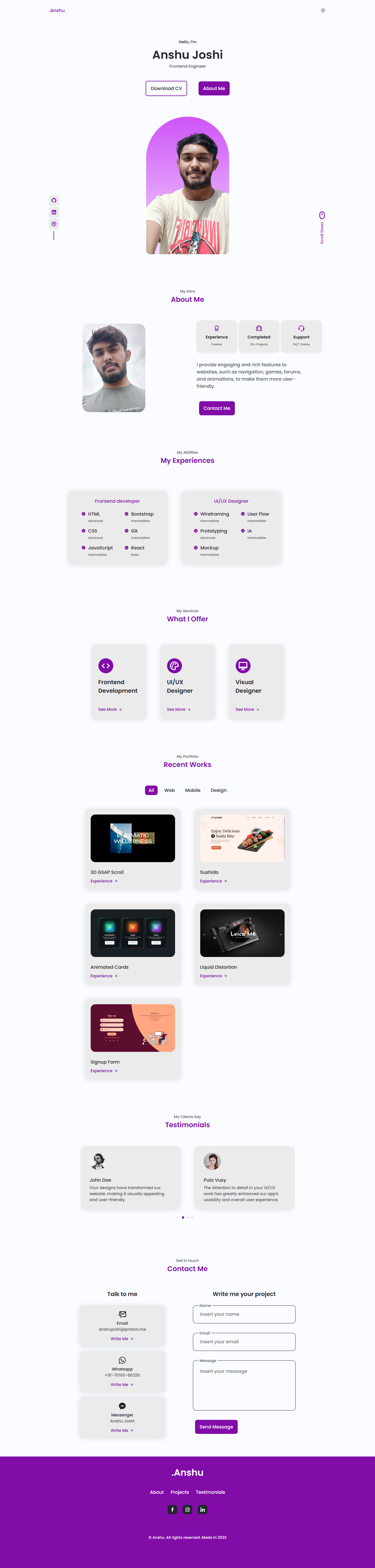 GitHub - DesAnshuJoshi/Portfolio: The Minimal Portfolio Website is a ...