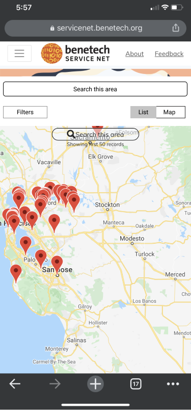 ServiceNet Sitewide: Merge Map View into Grid View/List View Button and move filter button to ...