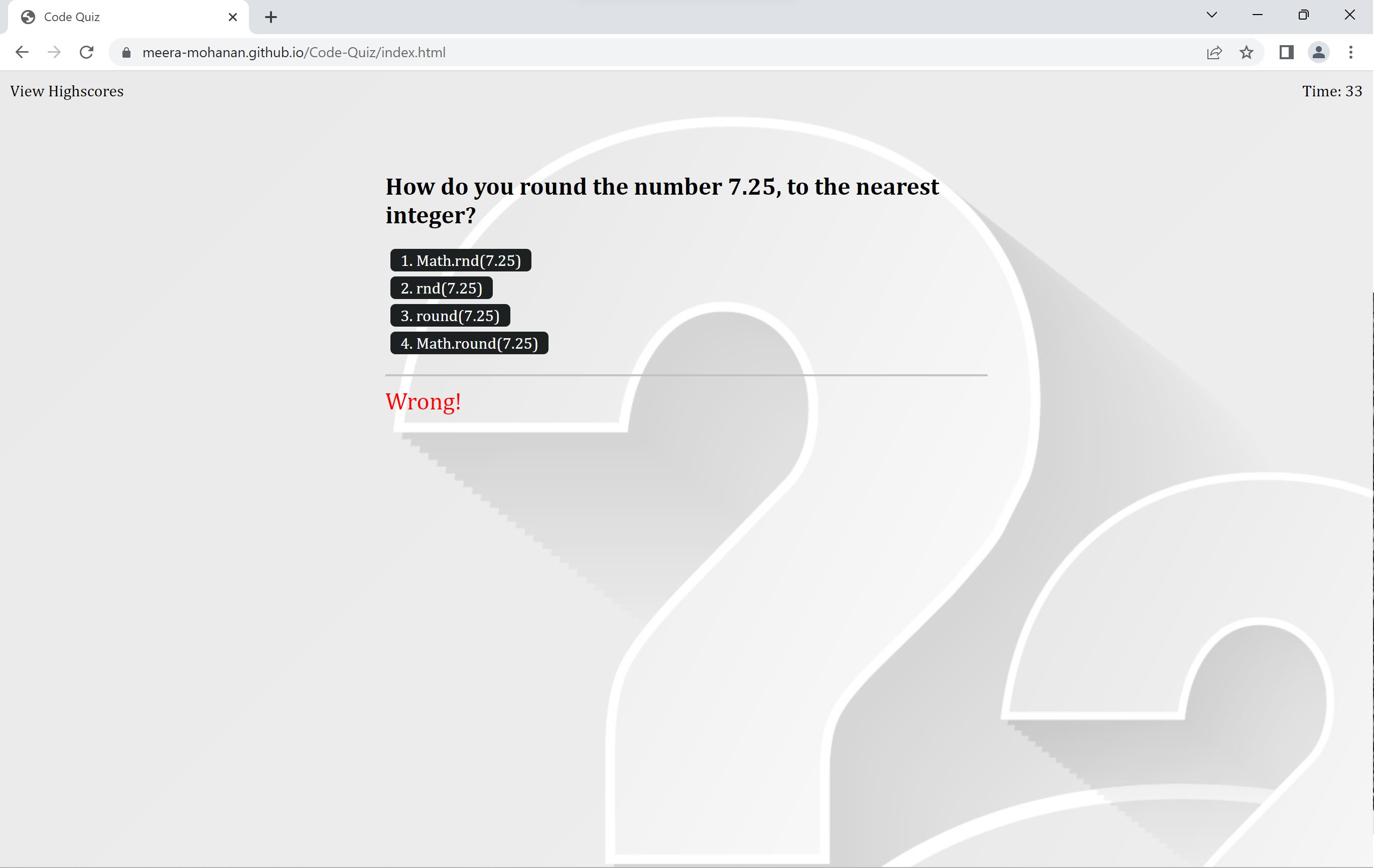 GitHub - Meera-Mohanan/Code-Quiz: Timed Quiz on JavaScript Fundamentals