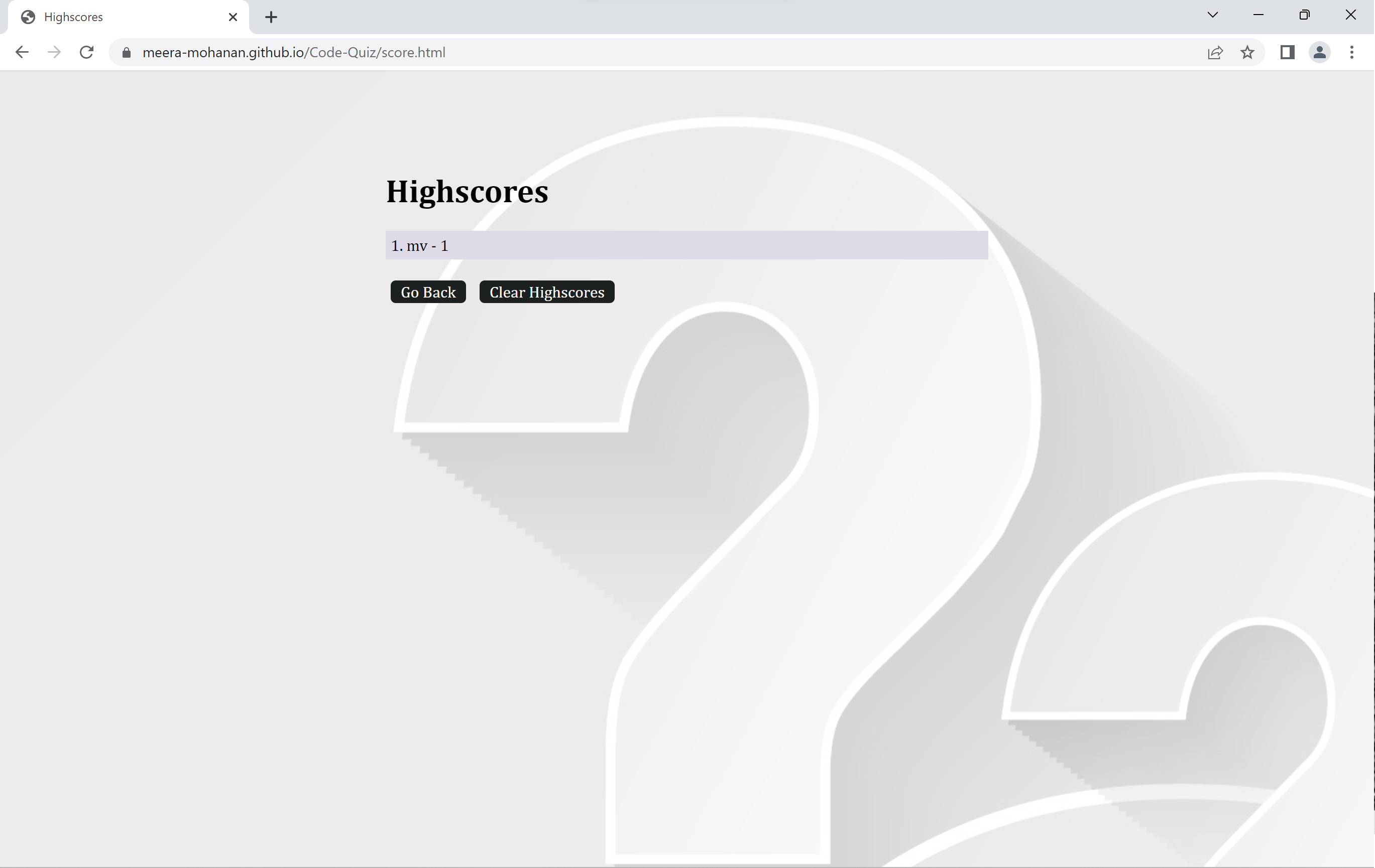 GitHub - Meera-Mohanan/Code-Quiz: Timed Quiz on JavaScript Fundamentals