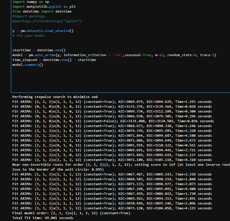 No check for conflicting parameters information_criteria = 'oob' and out_of_sample_size not ...