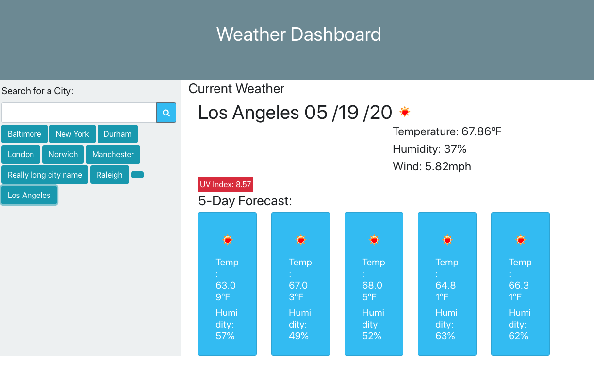 GitHub - dropcat13/weatherDashboard: Check the weather anywhere in the world