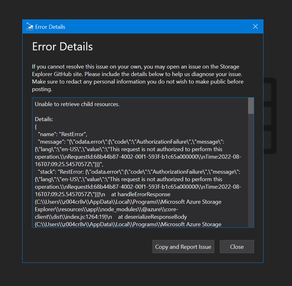Authentication Error. Unable to access child resources · Issue #6029 · microsoft ...