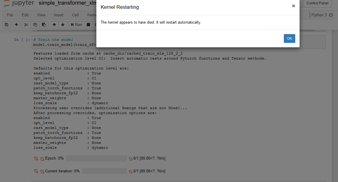 Kernal Restarting - The kernel appears to have died. It will restart automatically. · Issue #99 ...
