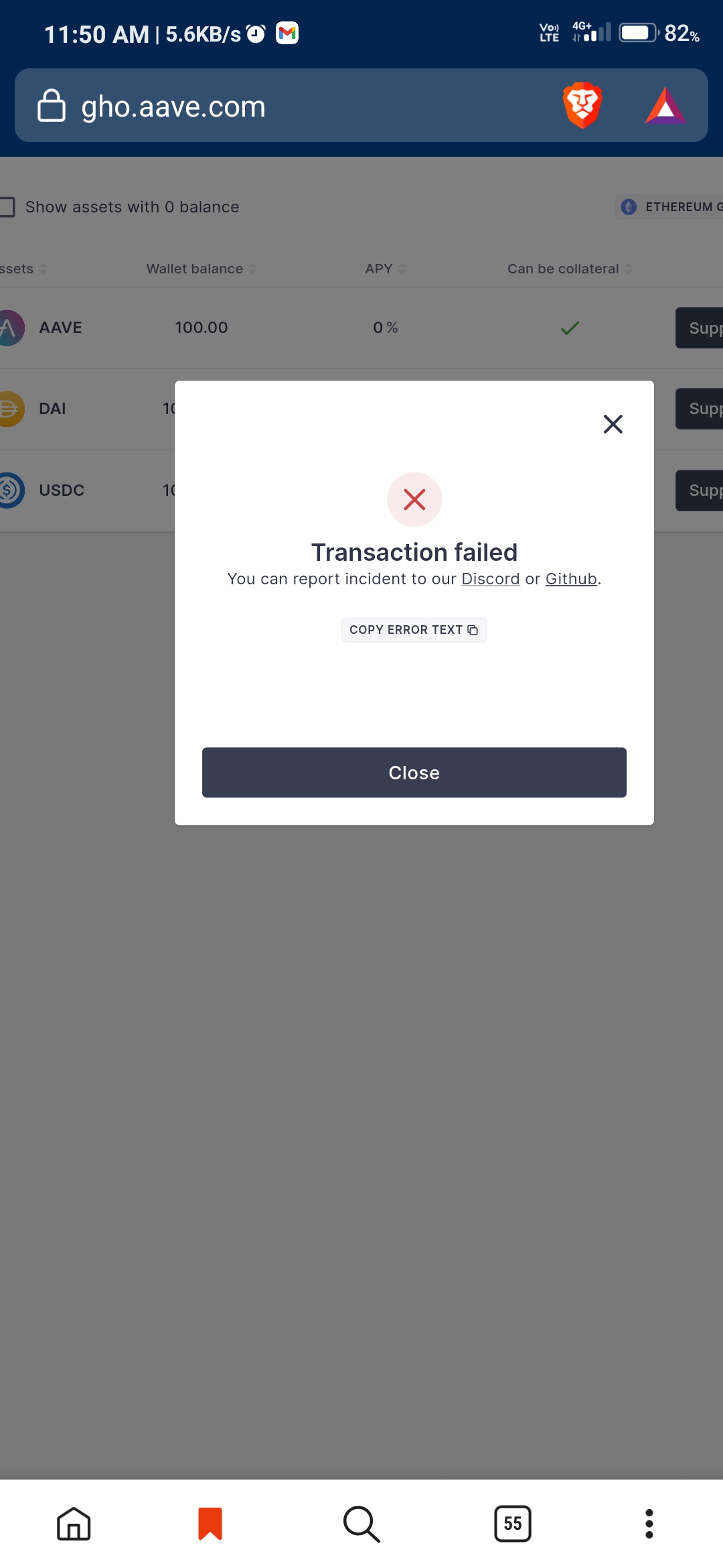 Error Processing The Transaction · Issue 1507 · Aave Interface · Github