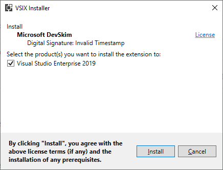 Microsoft.DevSkim.VSExtension.vsix installation, Digital Signature error: Invalid Timestamp ...