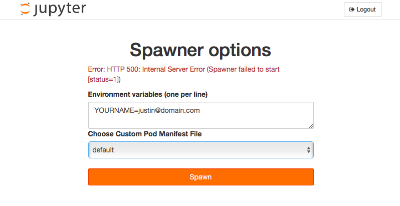 Spawner failed to start [status=1] · Issue #8 · GoogleCloudPlatform/gke-jupyter-classroom · GitHub