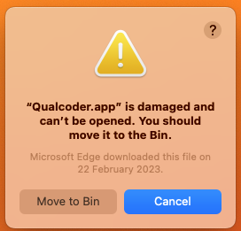 “Qualcoder.app” is damanged and can't run on MacOS · Issue #771 · ccbogel/QualCoder · GitHub
