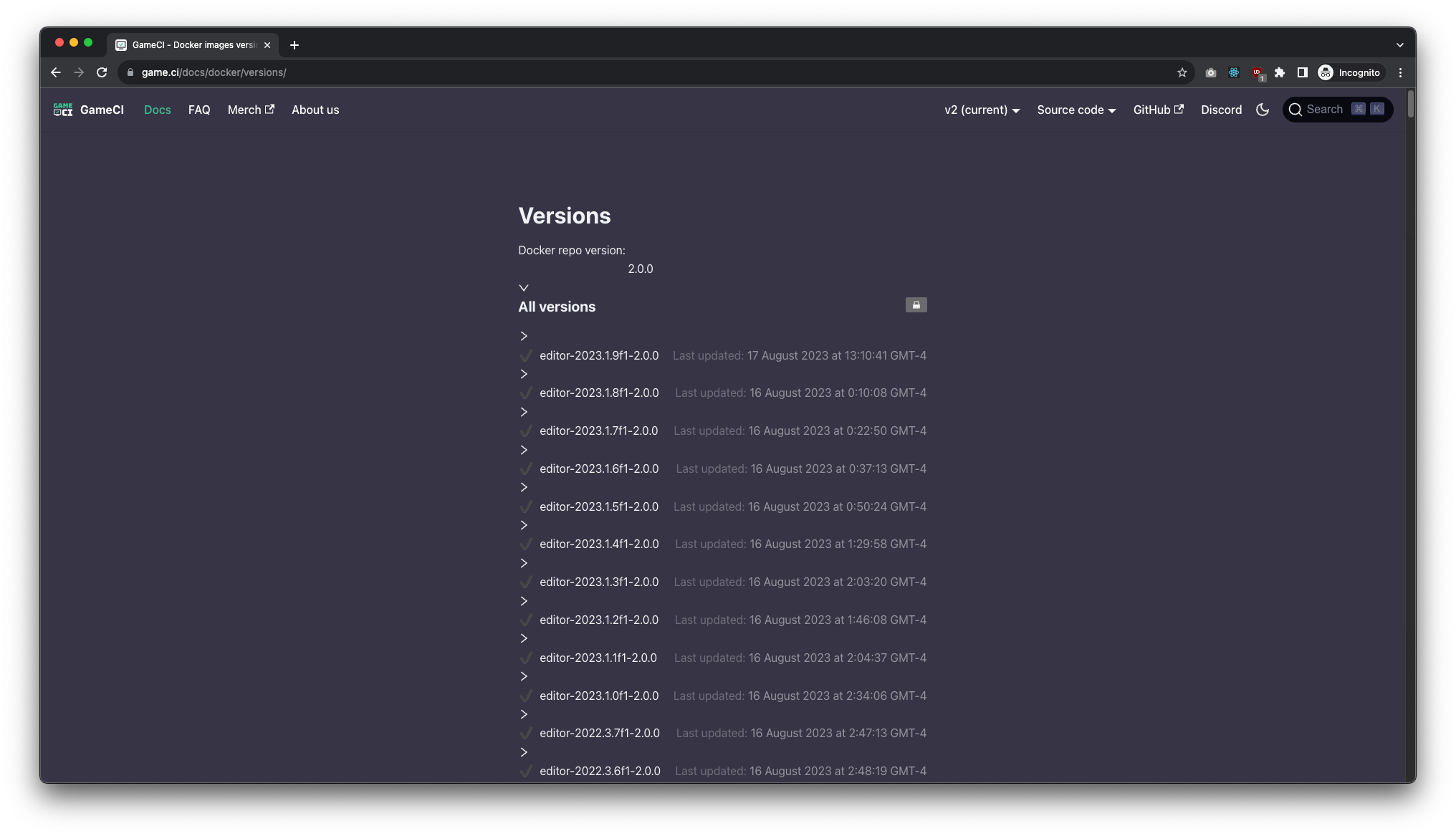 The versions page is a bit broken · Issue #410 · game-ci/documentation · GitHub