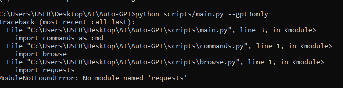 python scripts/main.py does nothing · Issue #598 · Significant-Gravitas/AutoGPT · GitHub