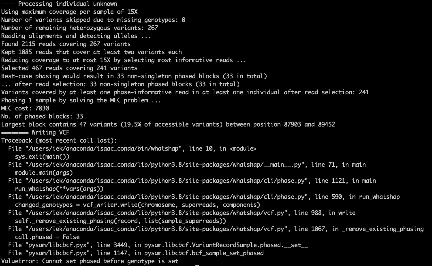 "ValueError: Cannot set phased before genotype is set" · Issue #356 · whatshap/whatshap · GitHub