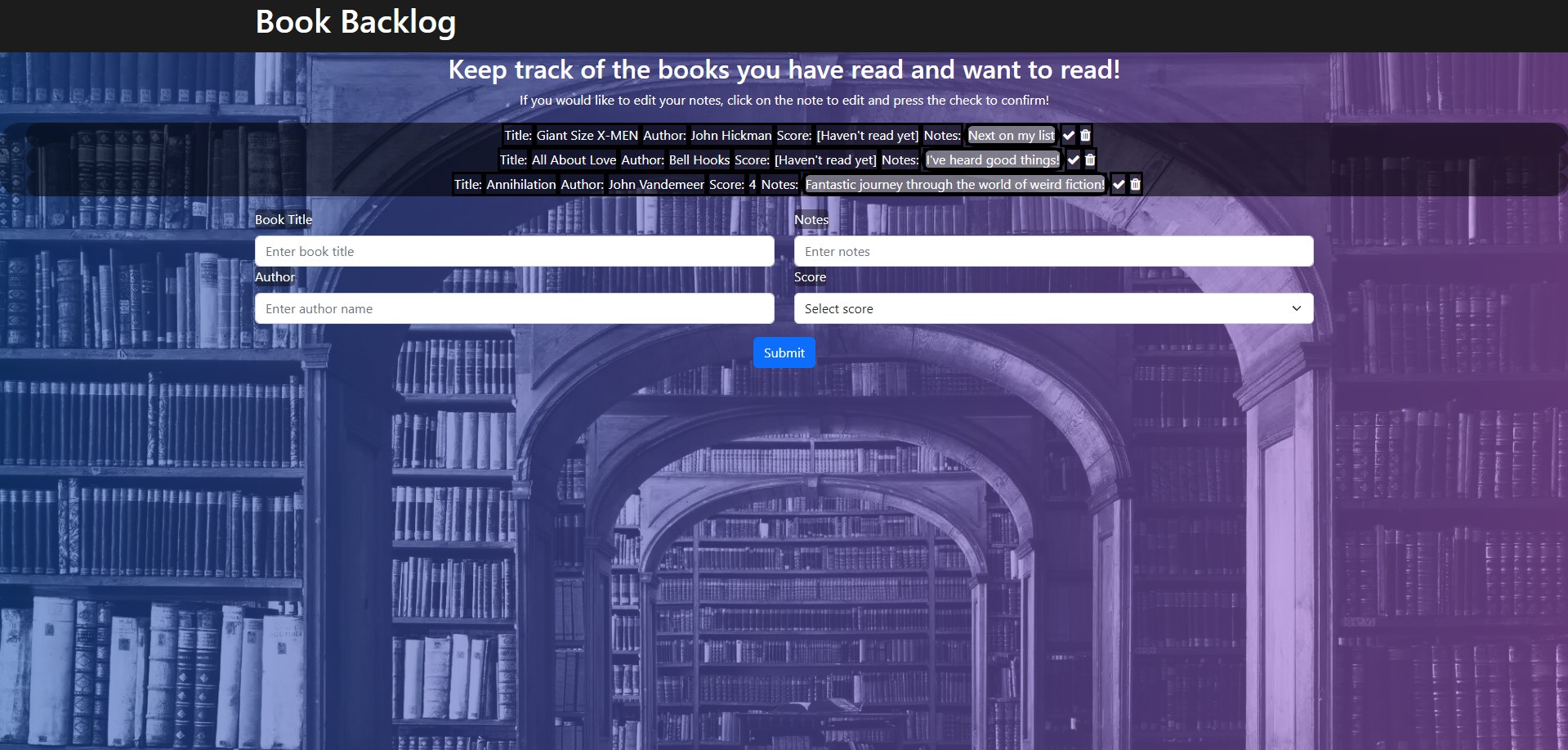 GitHub - LDER-DEV/Book-Backlog: A full stack application used for keeping track of books you've ...