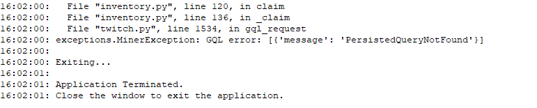 PersistedQueryNotFound GQL error · Issue #138 · DevilXD/TwitchDropsMiner · GitHub