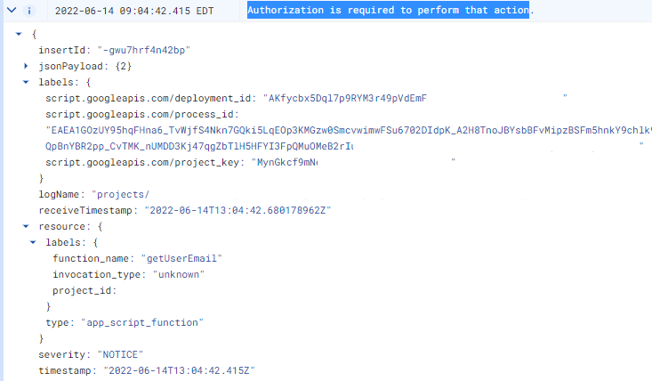 "Authorization is required to perform that action." during Google Workspace add-on review ...