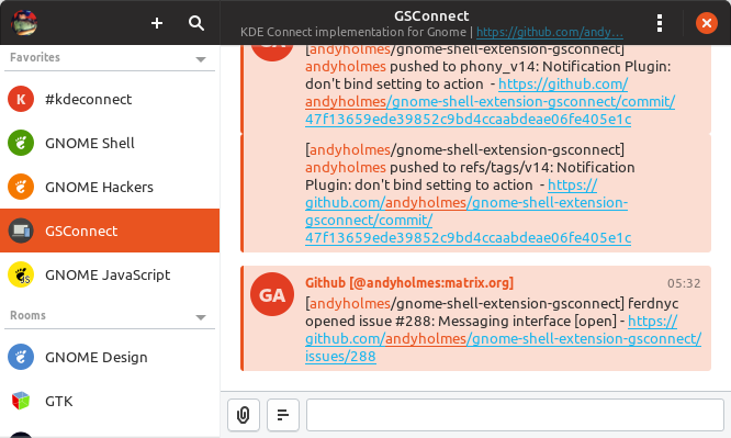 [DEVEL] Messaging interface · Issue #288 · GSConnect/gnome-shell-extension-gsconnect · GitHub