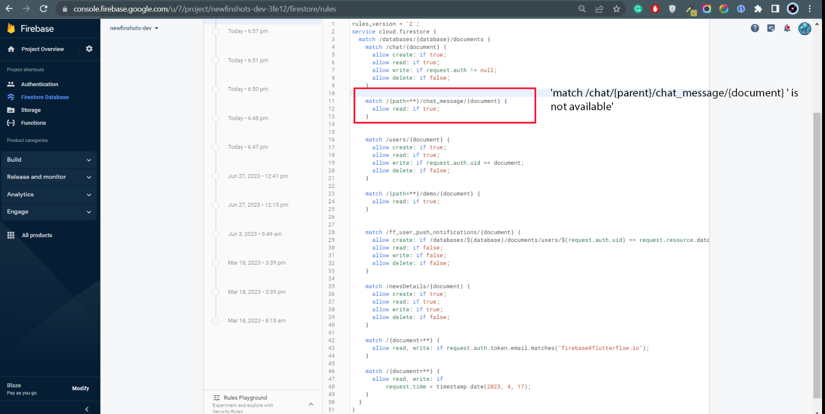 Firestore Security Rule Mismatch Ff Configuration · Issue 1061 · Flutterflow Flutterflow Issues