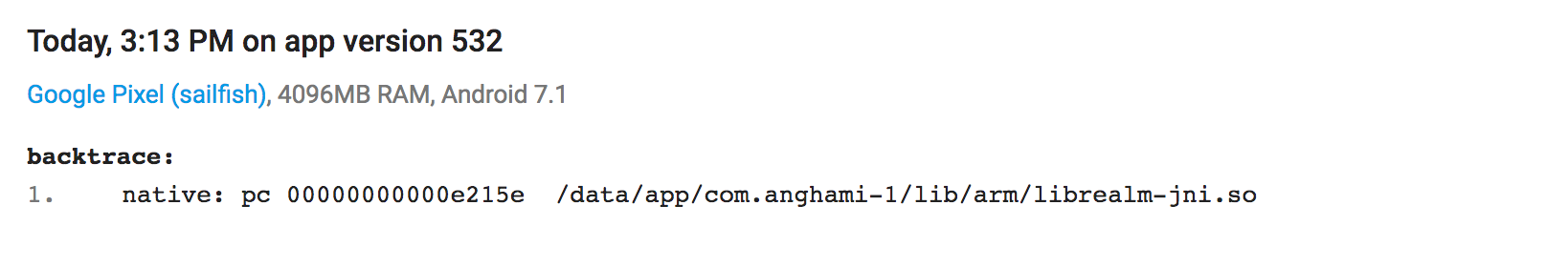 Segmentation fault in librealm-jni.so · Issue #5172 · realm/realm-java · GitHub