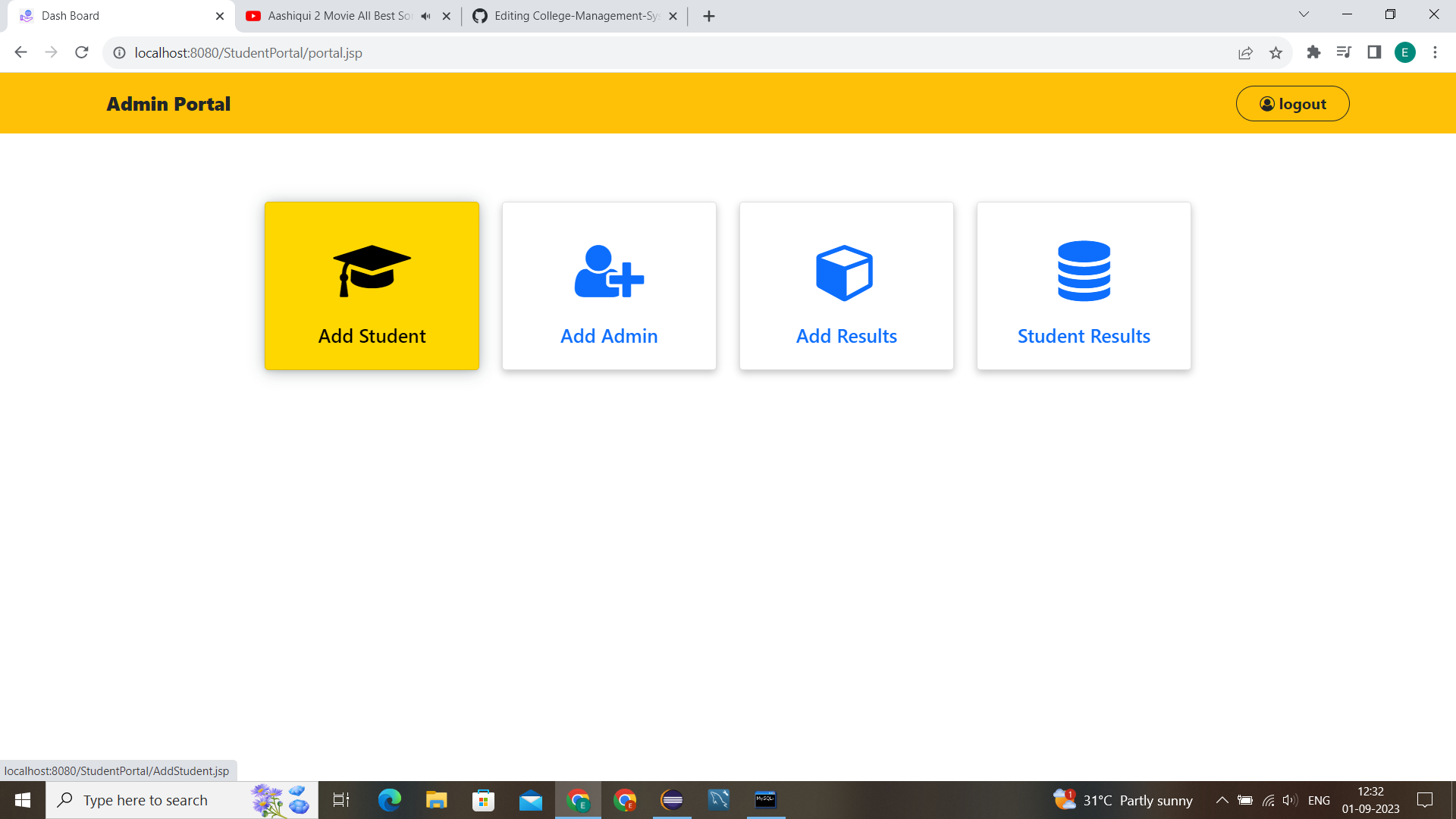 GitHub - Royal-Code-Master/College-Management-System: This application is developed using java ...
