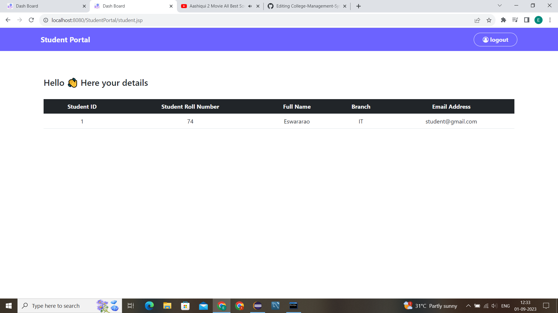 GitHub - Royal-Code-Master/College-Management-System: This application is developed using java ...