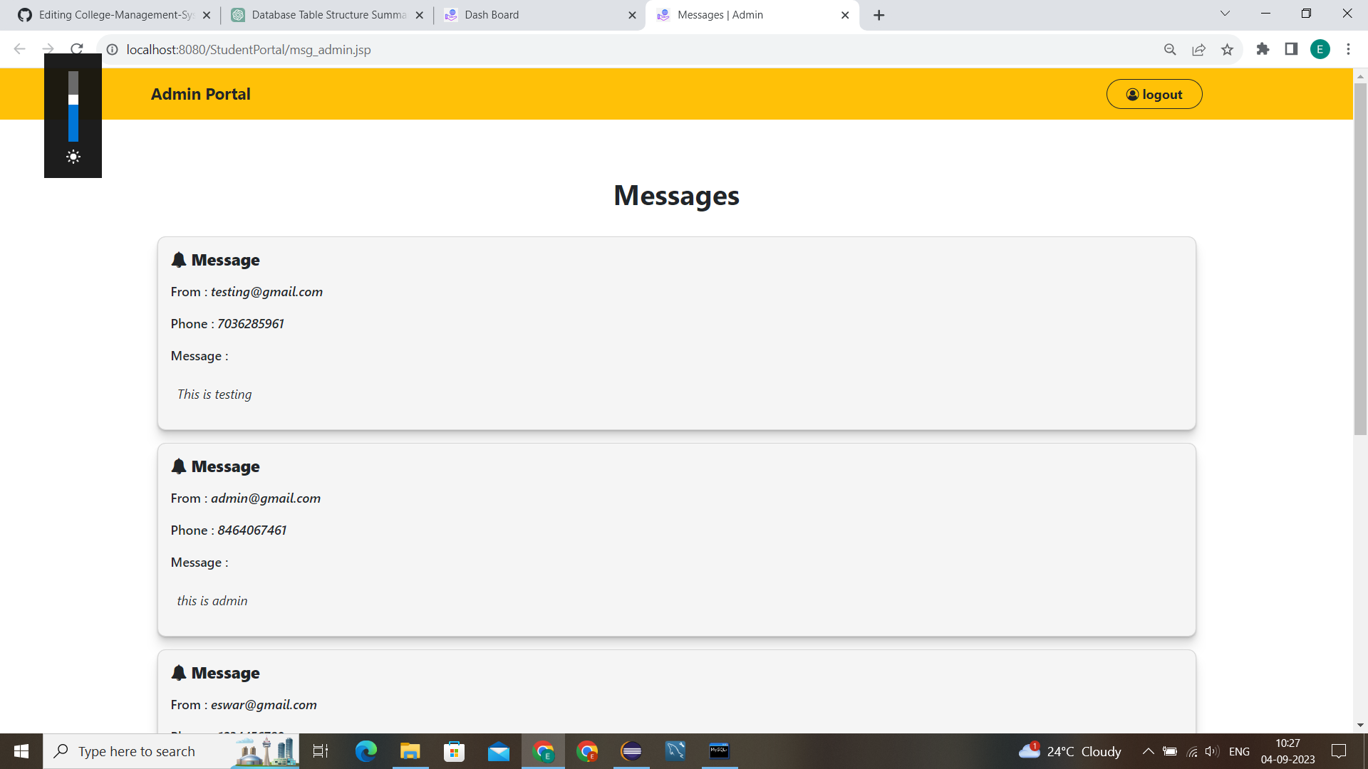 GitHub - Royal-Code-Master/College-Management-System: This application is developed using java ...