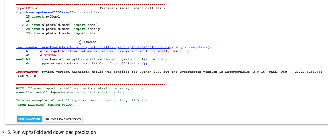 AlphaFold v2.3.1 Colab Notebook - ImportError: Python version mismatch · Issue #714 · google ...