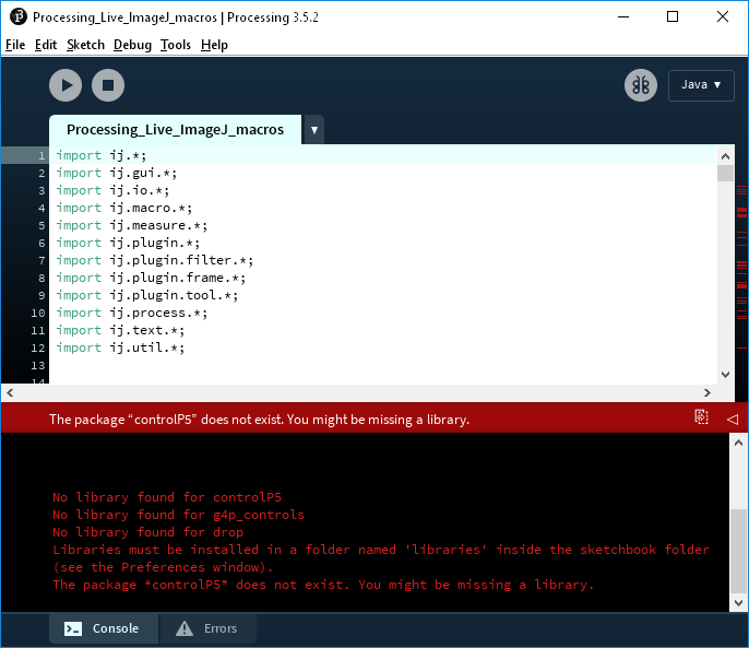 The package “controlP5” does not exist. I might be missing a library. · Issue #1 · mutterer ...