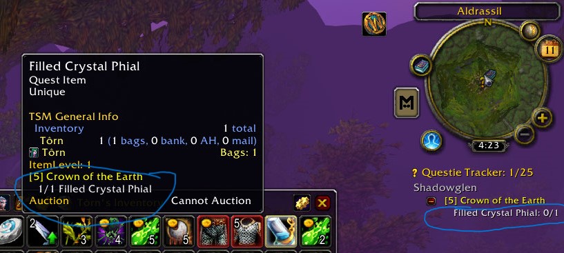 WOTLK - Questie tracker not updating for Phial quests like "Crown of the Earth" · Issue #5162 ...