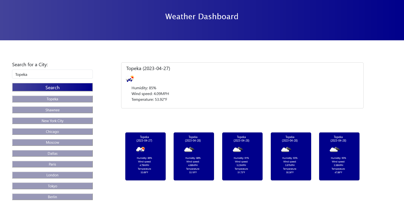 GitHub - MichaelaRB/weather-dashboard: A program that allows the user ...
