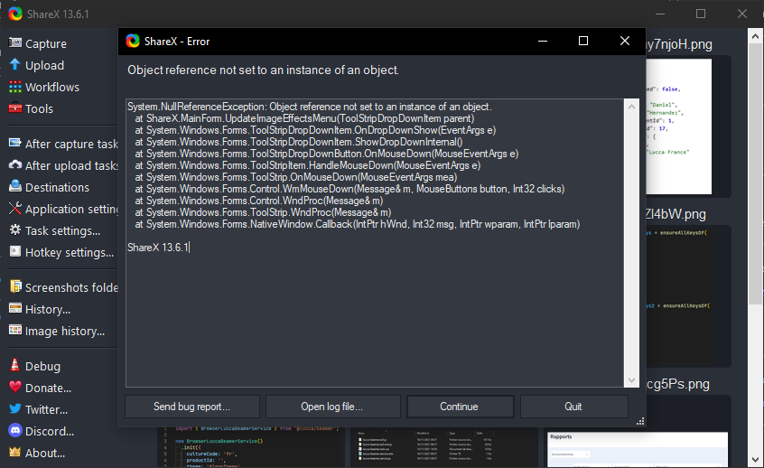 Crash when selecting "After capture tasks" · Issue #5961 · ShareX/ShareX · GitHub