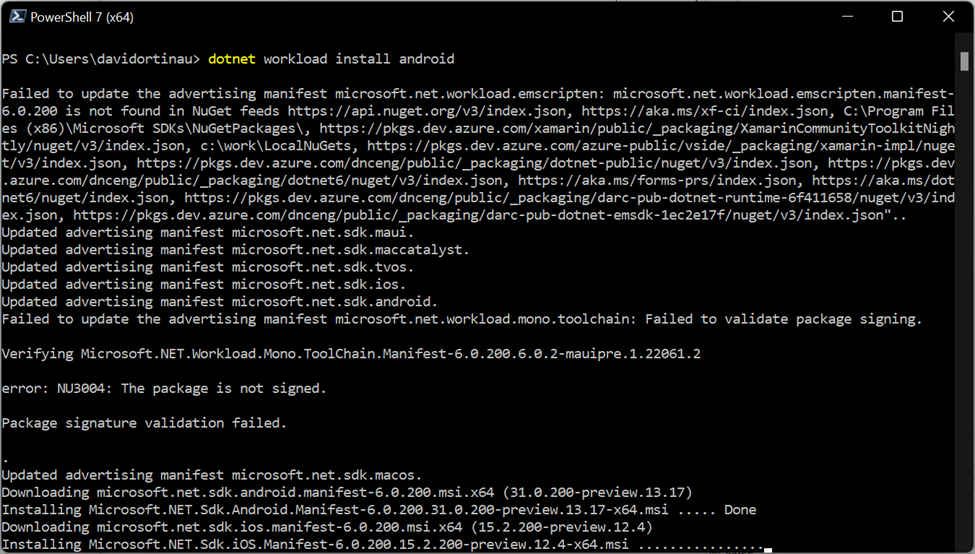 When installing workloads, hide manifest updates from customers · Issue ...