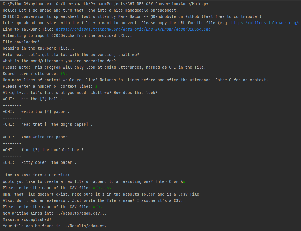 Github Dendrobyte Childes Csv Conversion A Small Script I Wrote