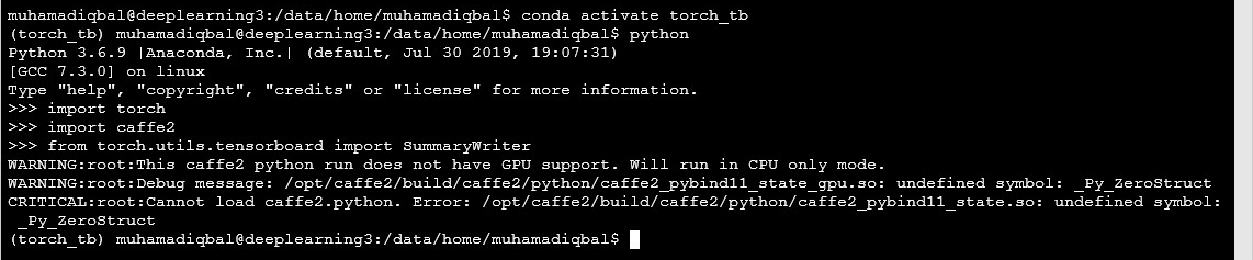 Error Caffe2 Python When Tried Importing Summarywriter From Torch Utils Tensorboard · Issue