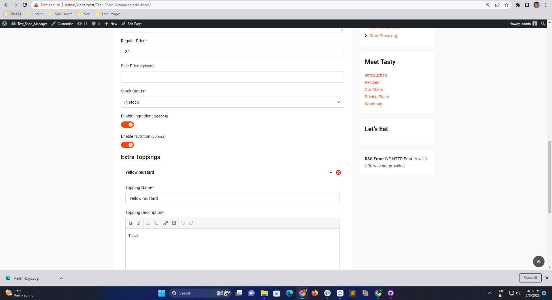 Front side : enable/disable Ingredients/Nutrition is not working for ...