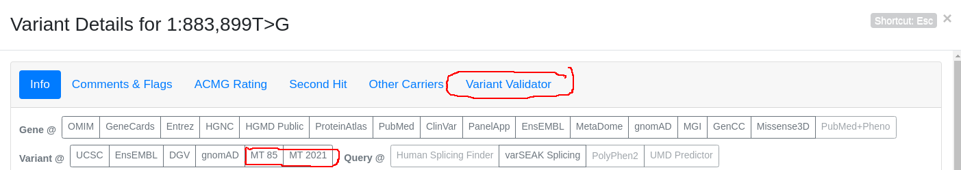 Allow VariantValidator, MutationTaster from VariantAnnotation tab · Issue #709 · varfish-org ...