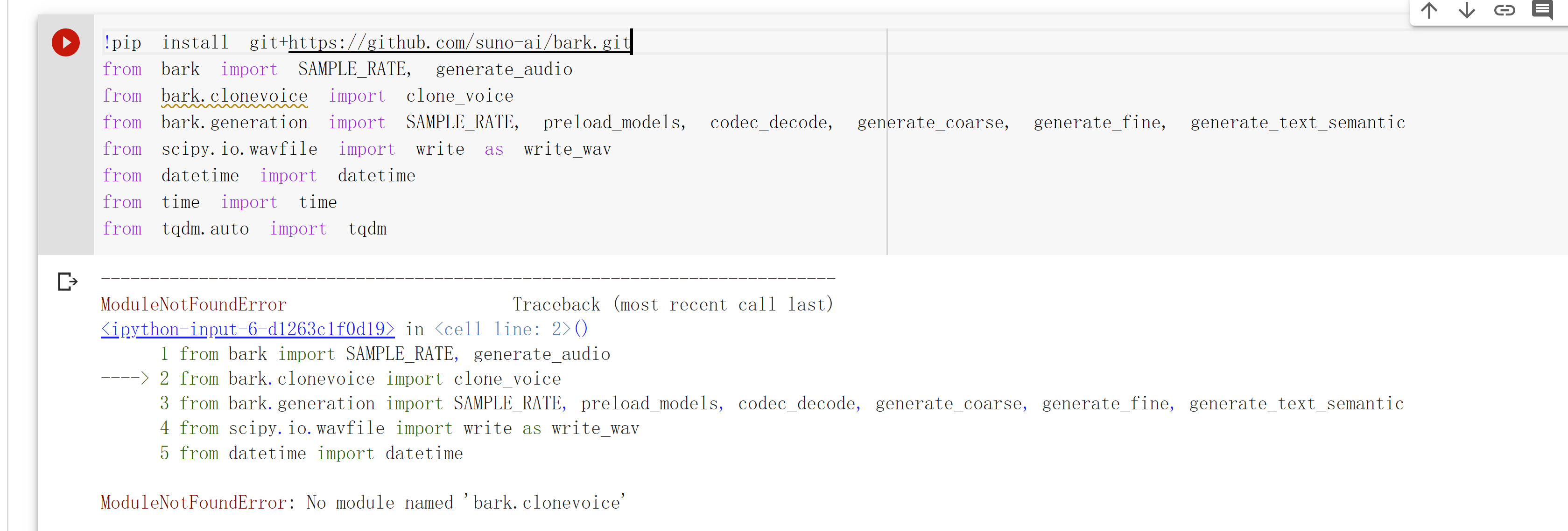 No module named 'bark.clonevoice' · Issue #1 · C0untFloyd/bark-gui · GitHub