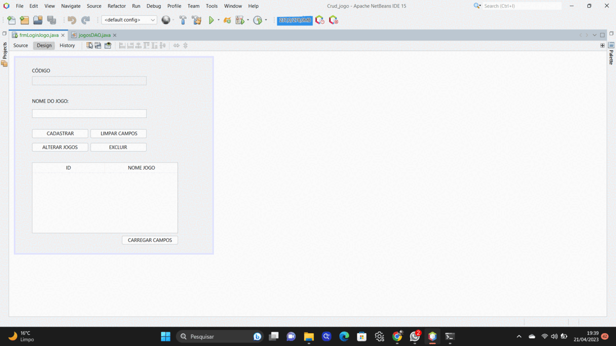 GitHub - CaioCollin/Crud-java-Desktop: java Porjeto Cadastro de um Jogo.