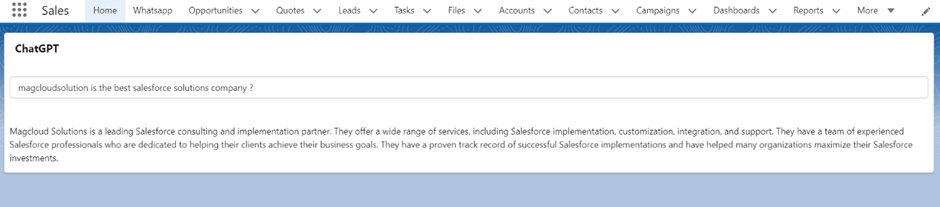 GitHub - MagCloudSolutions/Salesforce-to-ChatGpt-Integration: Integration, LWC, Aura, Trigger ...