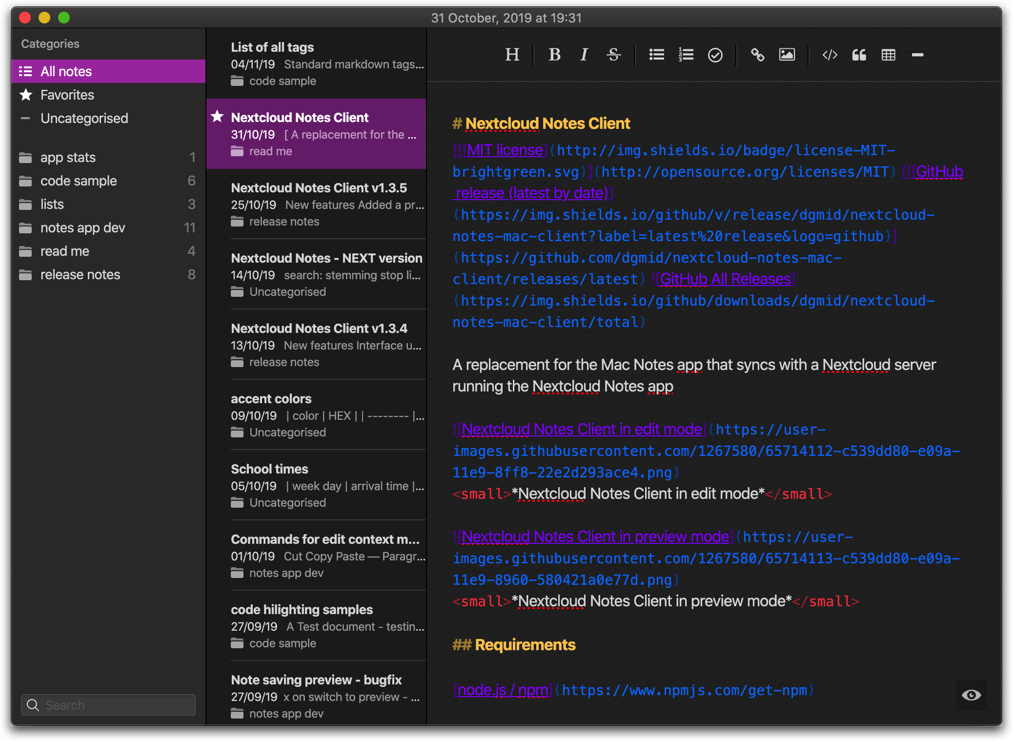 Next Notes Mac Client