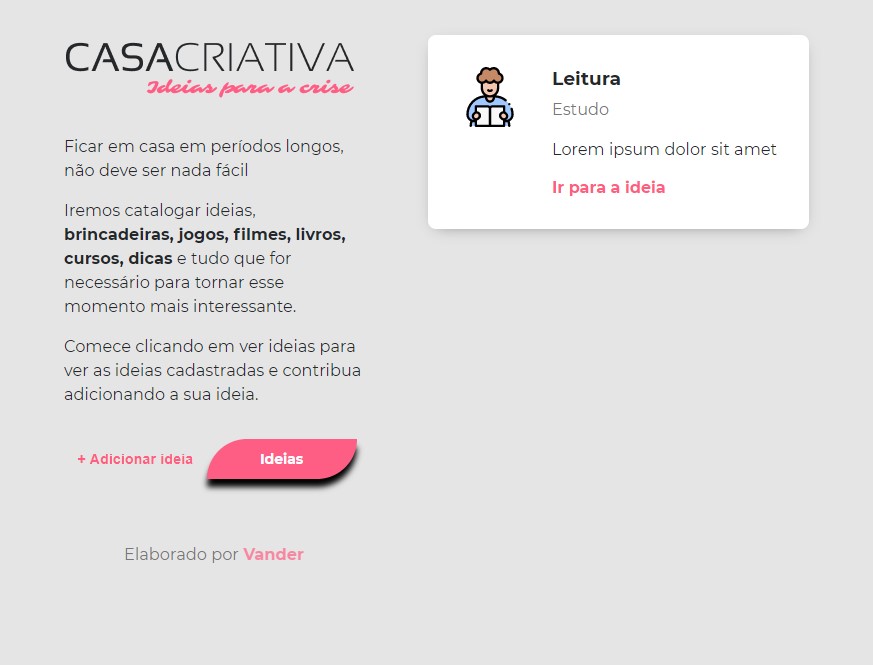 GitHub - vanderL/casa-criativa: Iremos catalogar ideias, brincadeiras, jogos, filmes, livros ...