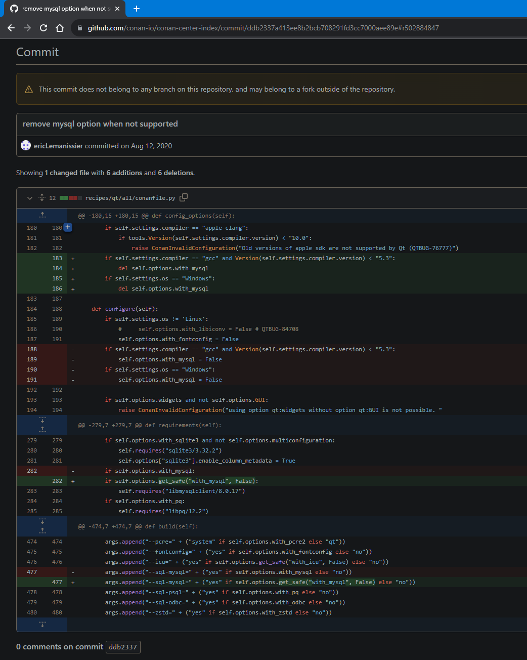 Question: why with_mysql is set to False for windows qt · Issue #19546 · conan-io/conan-center ...