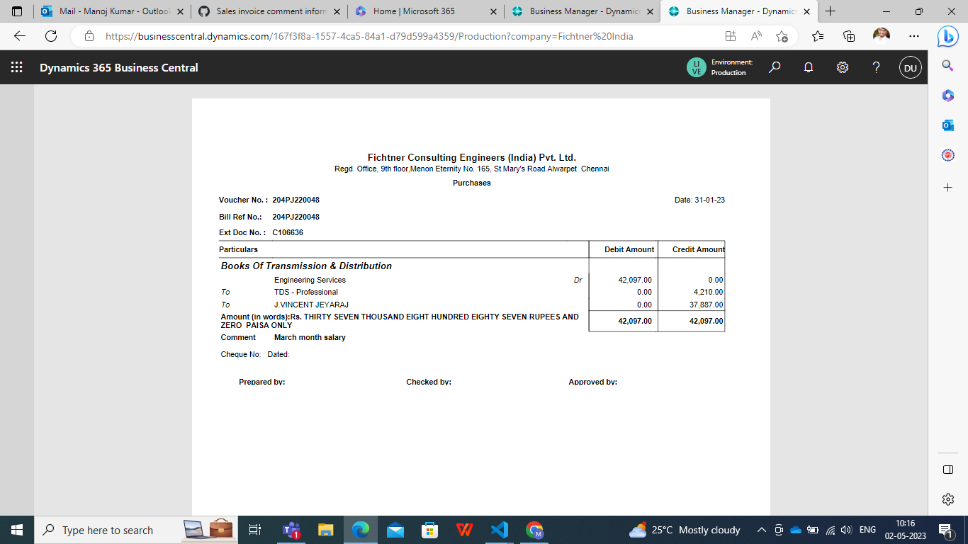 purchase invoice comment information should be print in voucher register report Cust · Issue ...