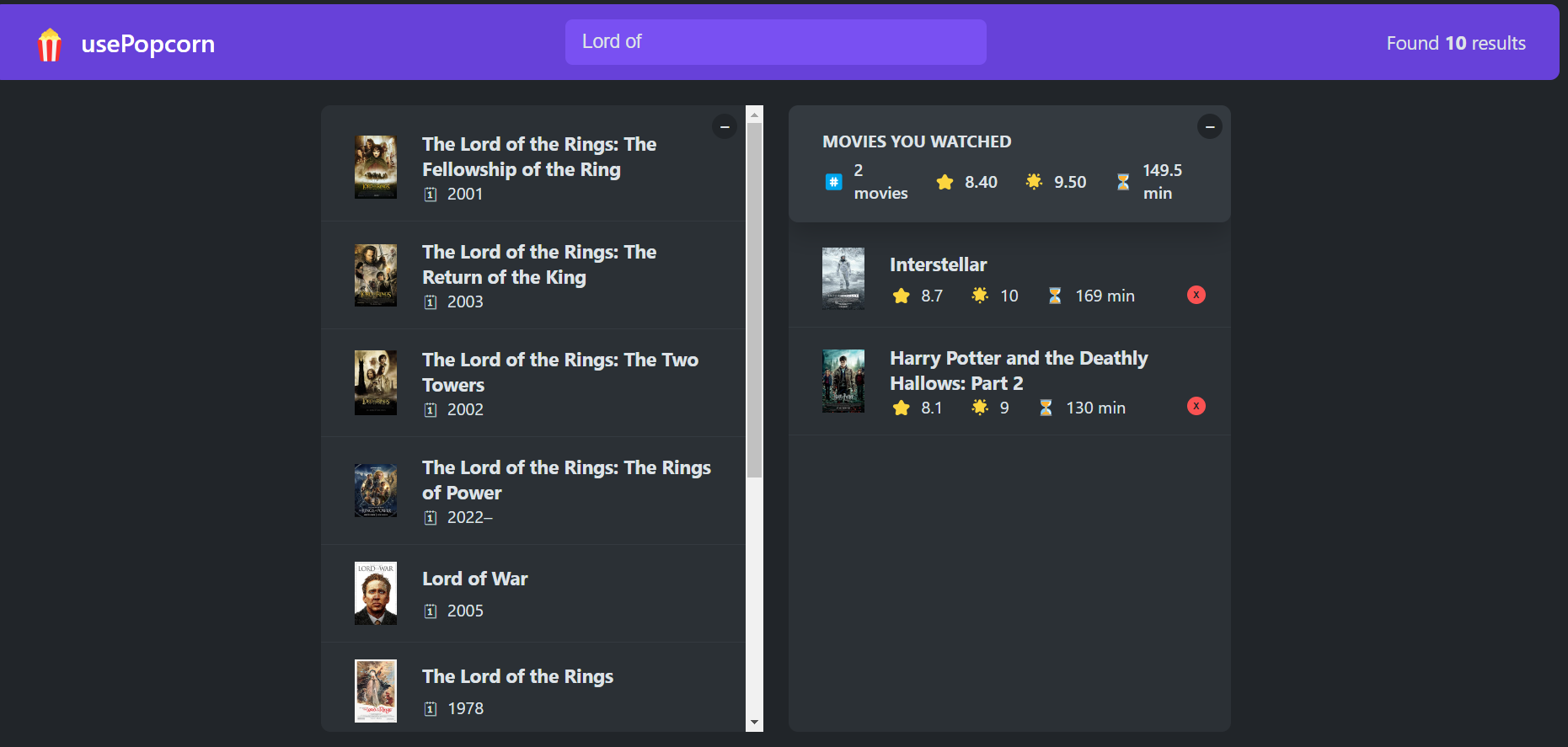 GitHub - Almudena-Rendon/usePopcornReact