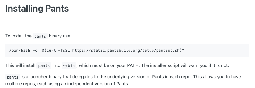 Don't advise people to curl-to-bash, especially in CI. · Issue #18081 · pantsbuild/pants · GitHub