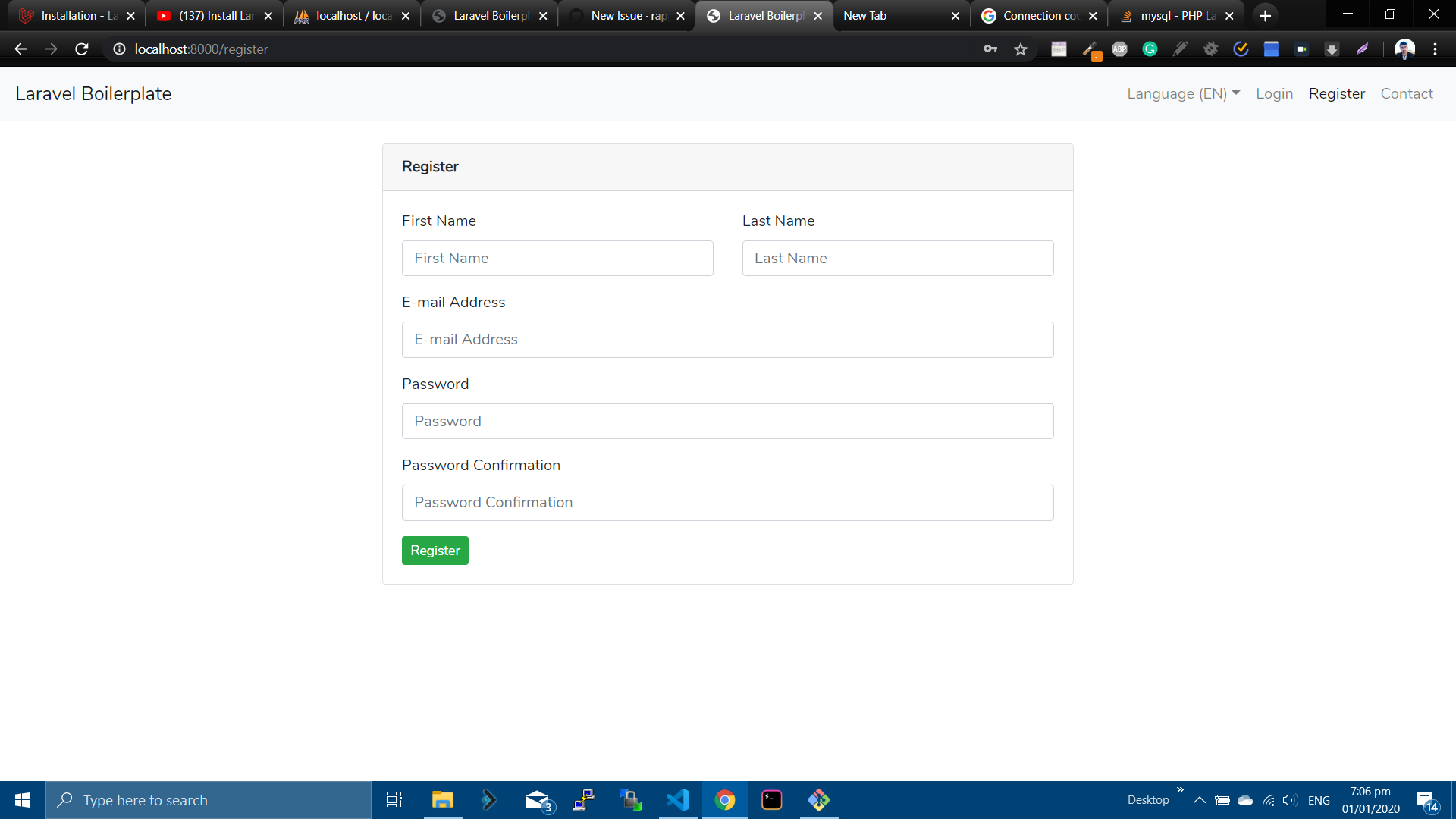 Laravel-Boilerplate fressh install - Everything works except User Registration · Issue #1303 ...