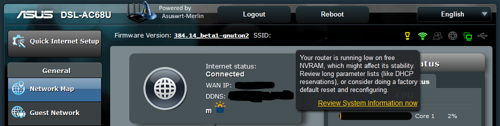 NVRAM usage jumped above security threshold · Issue #26 · gnuton/asuswrt-merlin.ng · GitHub