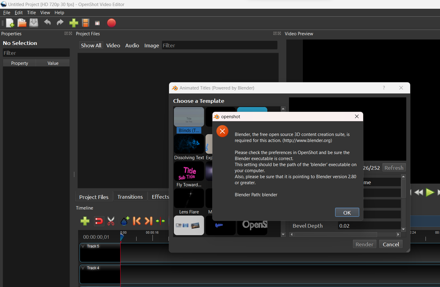 Animated Titles Will Not Open Properly · Issue 5163 · Openshot 
