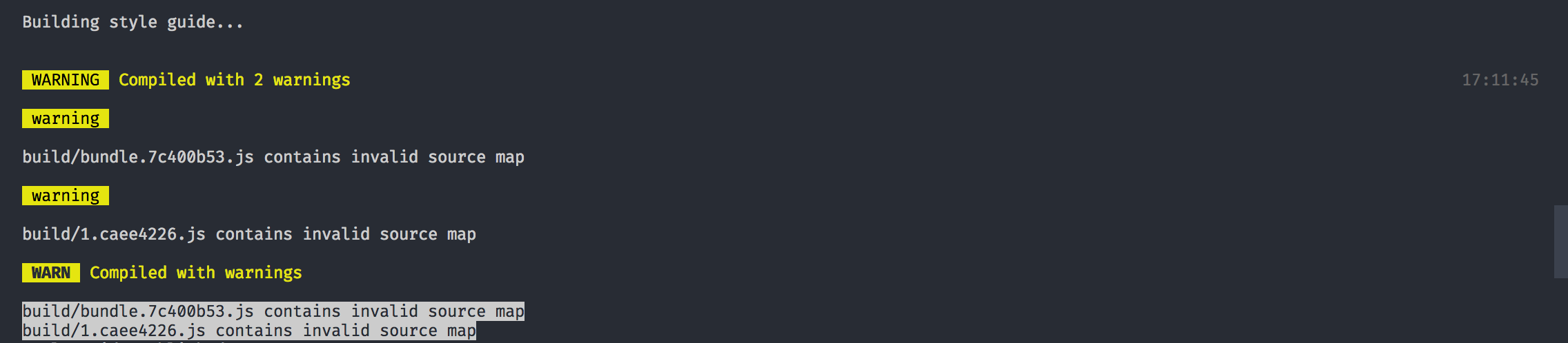 2 warnings about invalid sourcemaps issued when building · Issue #1256 ...